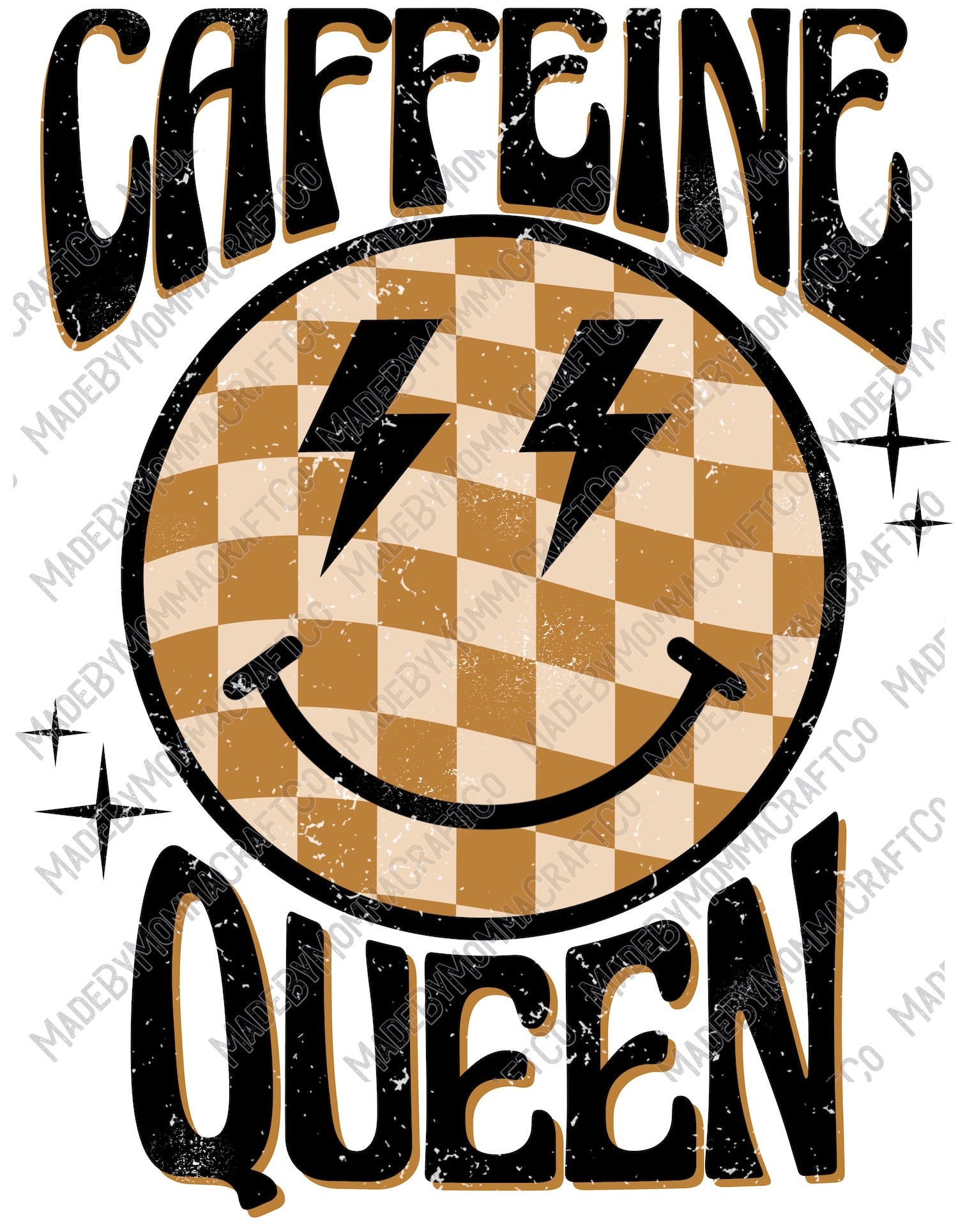 Caffeine Queen Retro Smiley Face - Cheat Clear Waterslide™ or White Ca ...