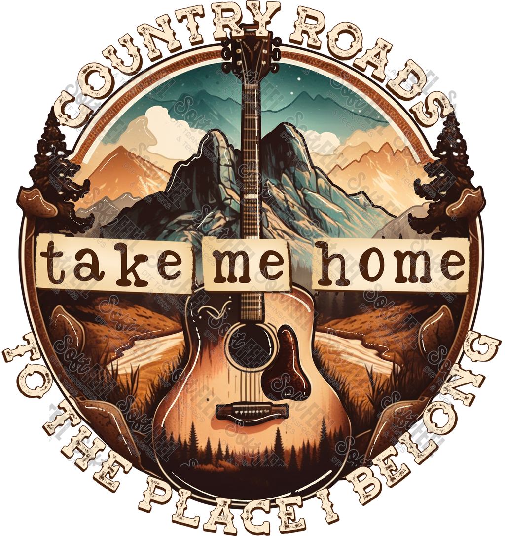 Country Roads - Music / Western - Direct To Film Transfer / DTF - Heat ...