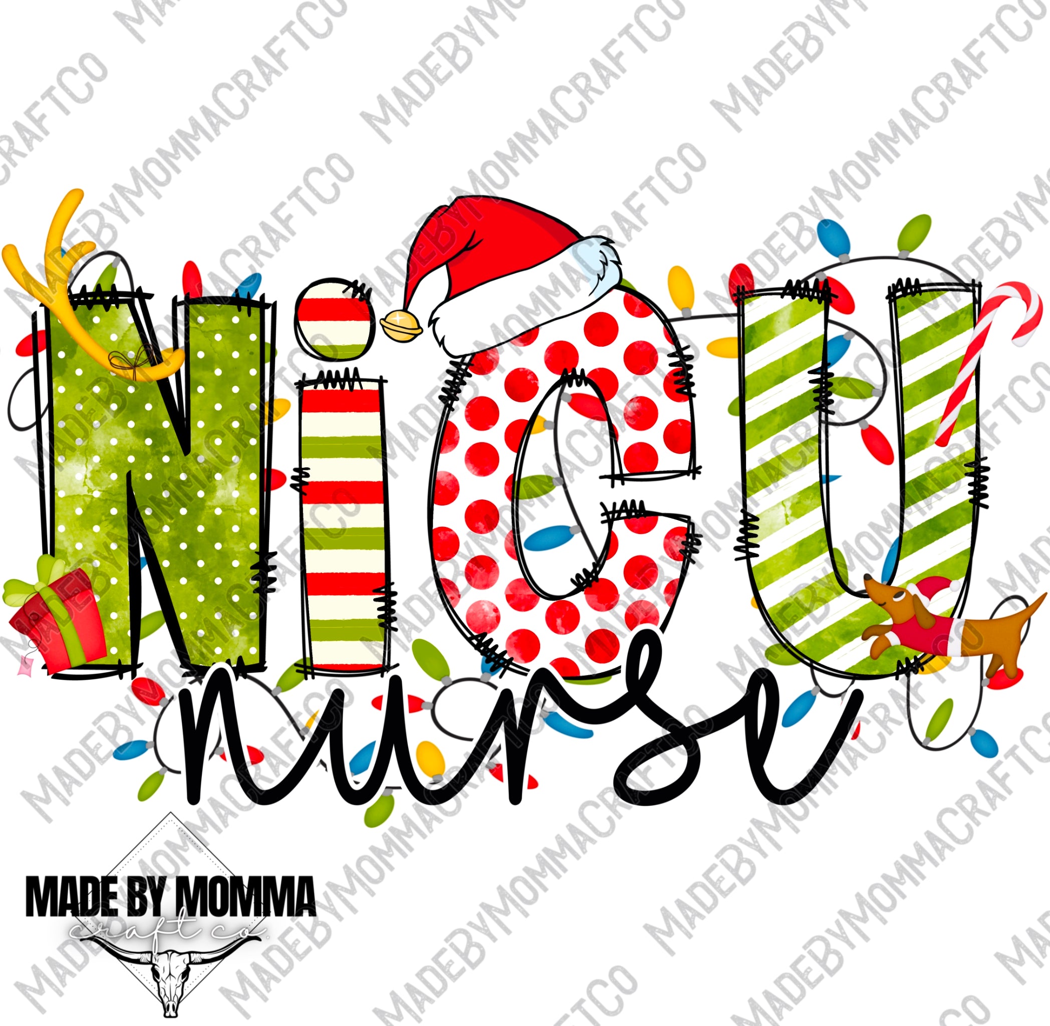 NICU Nurse Christmas Doodle Letters - Cheat Clear Waterslide™ or UV DT ...