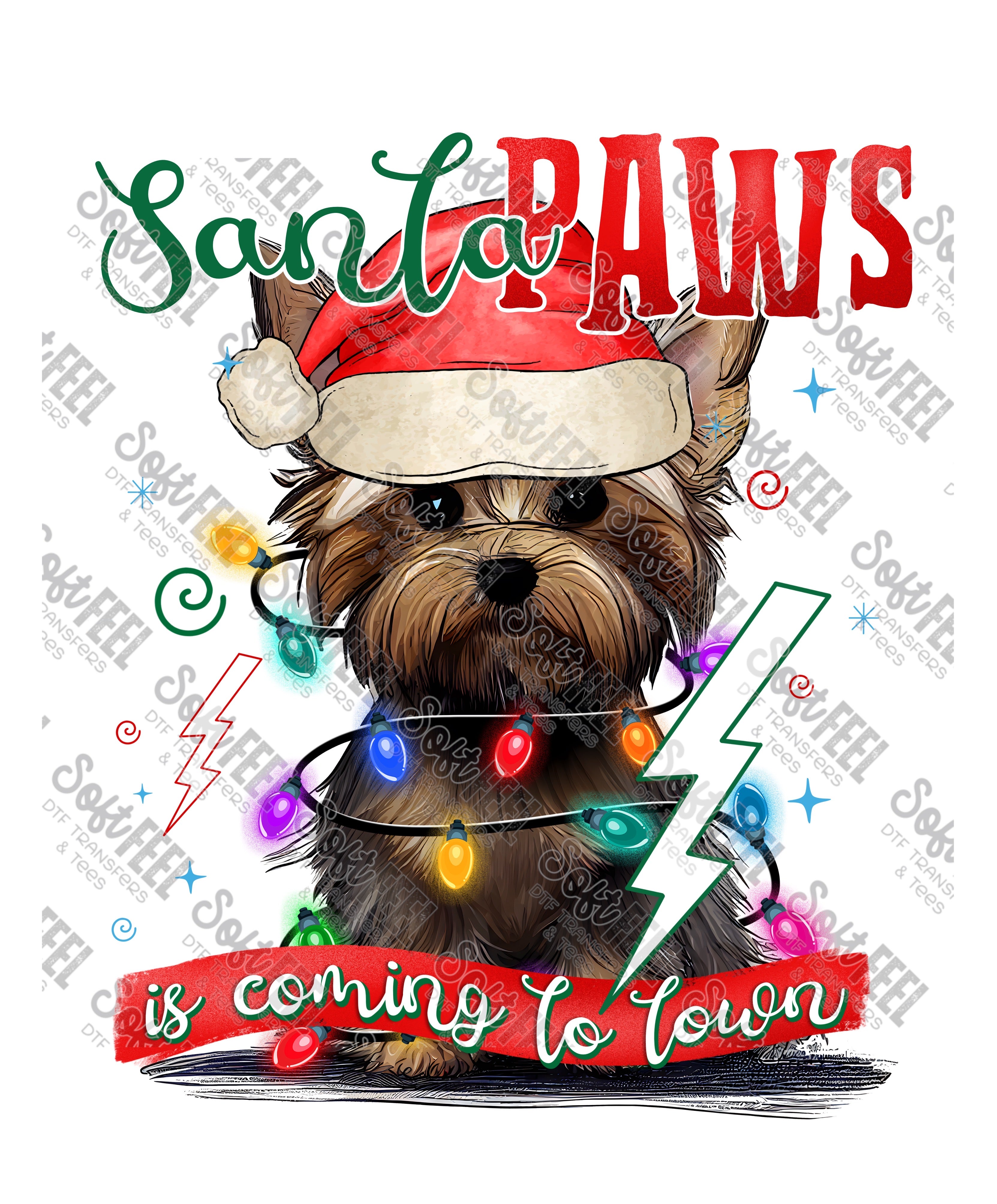 Santa Paws 1 - Christmas / Animals - Direct To Film Transfer / DTF - H ...