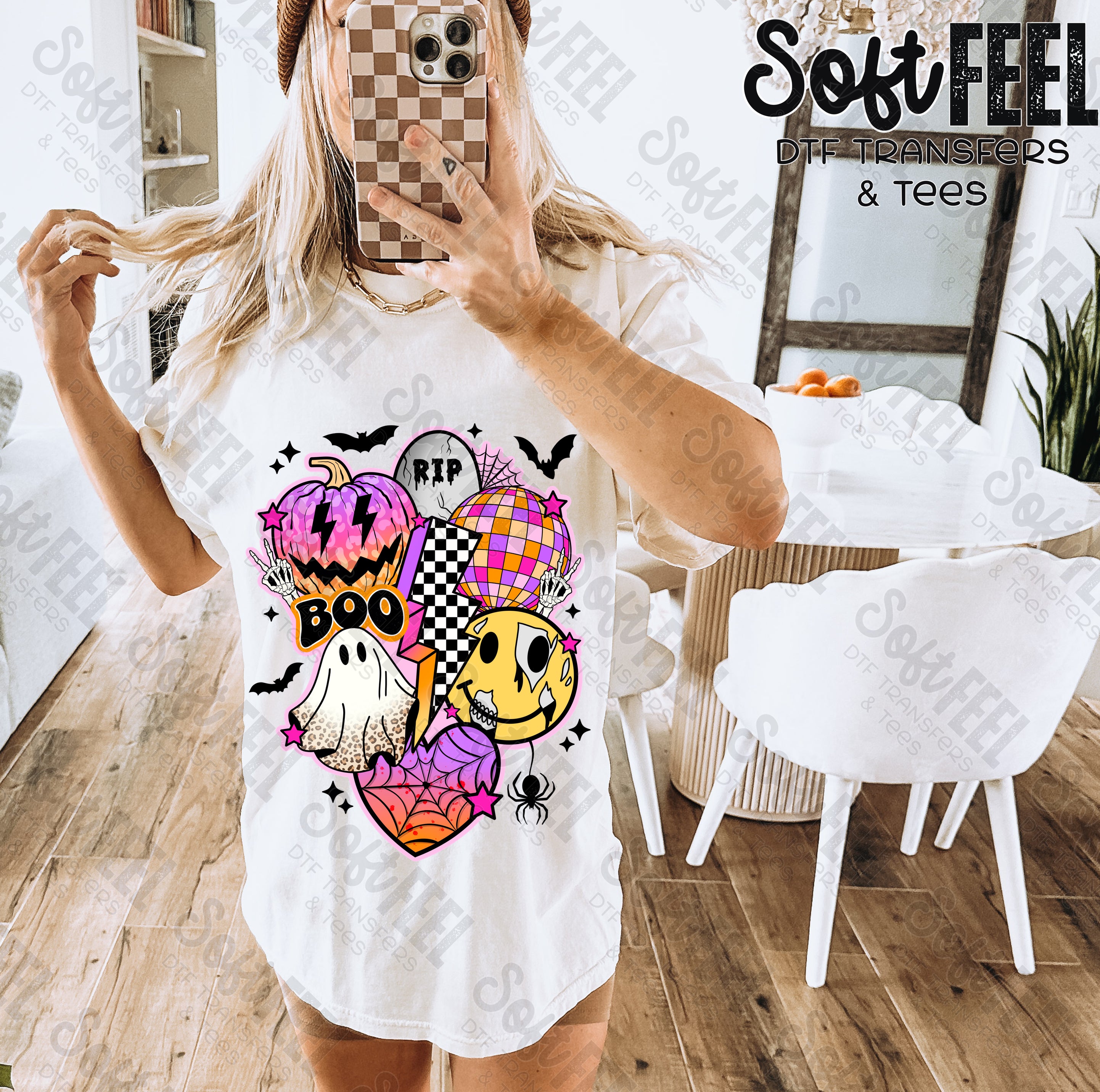 Boo Halloween Collage - Retro / Halloween Horror - Direct To Film Tran ...