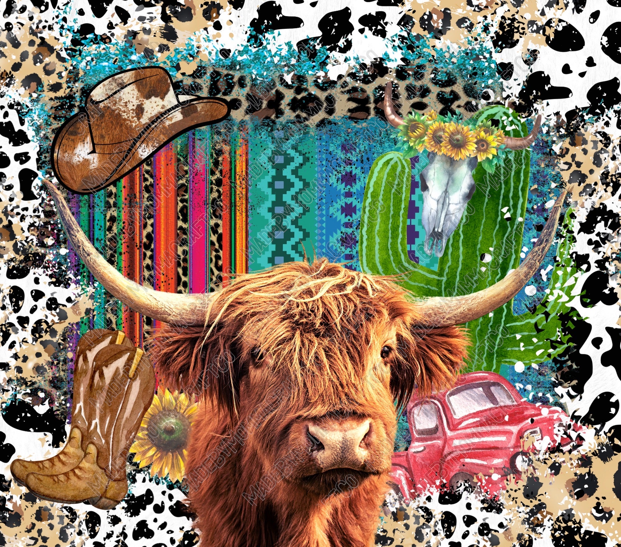 Cow Highland Collage - Vinyl Or Waterslide Seamless Wrap – Made By ...