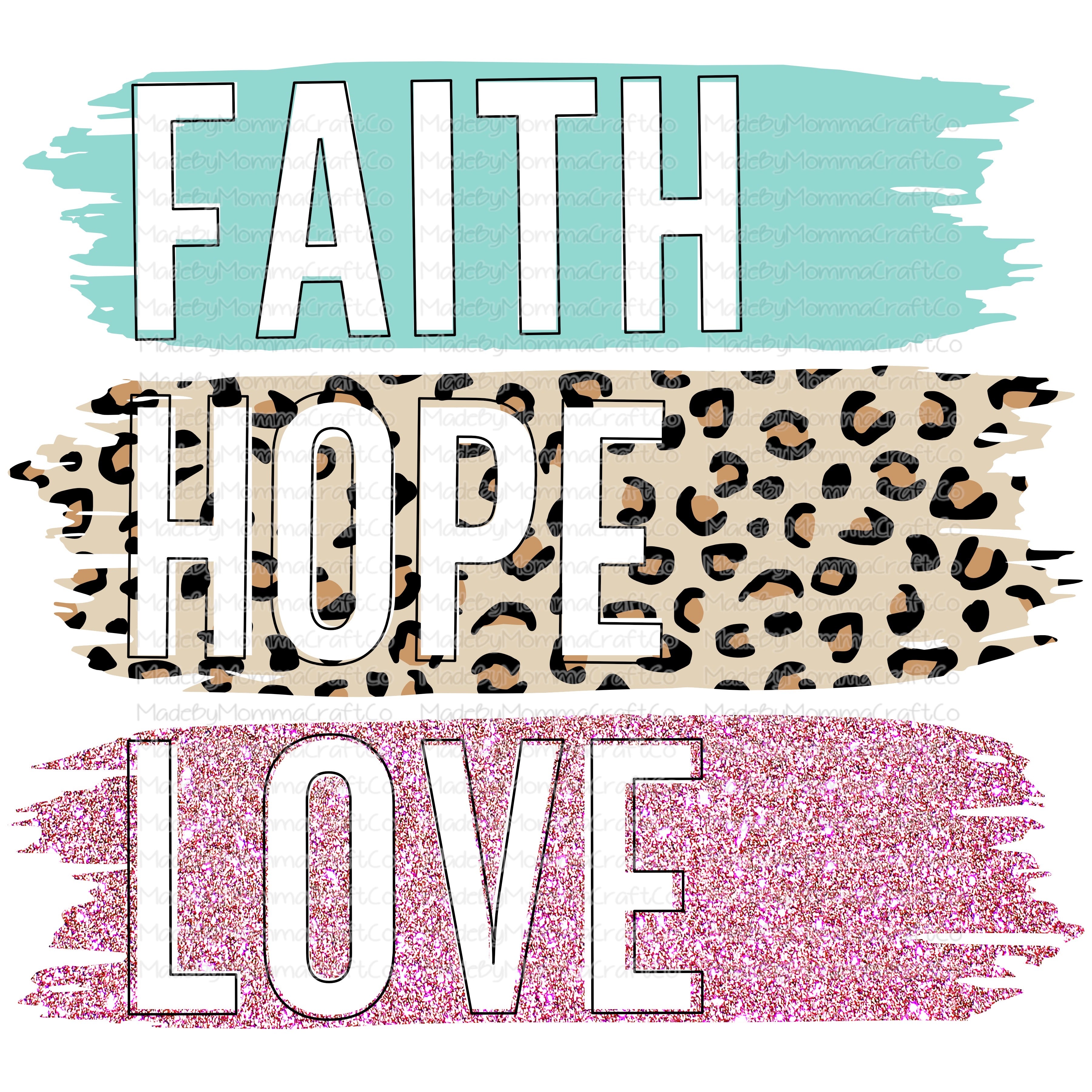 FAITH HOPE LOVE Christian -Cheat Clear Waterslide™ or White Cast Stick ...