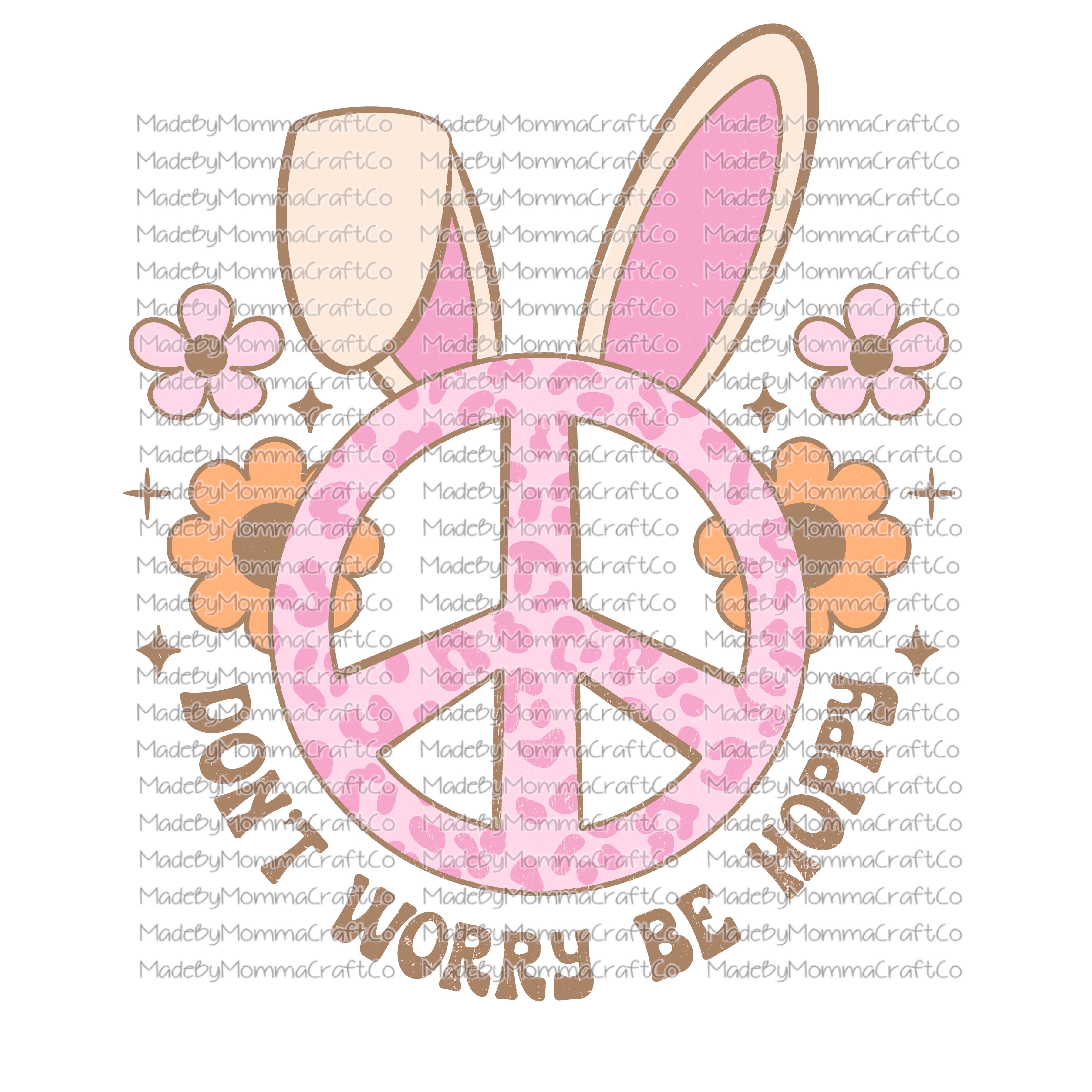 dont worry be hoppy peace bunny - Cheat Clear Waterslide™ or UV DTF St ...